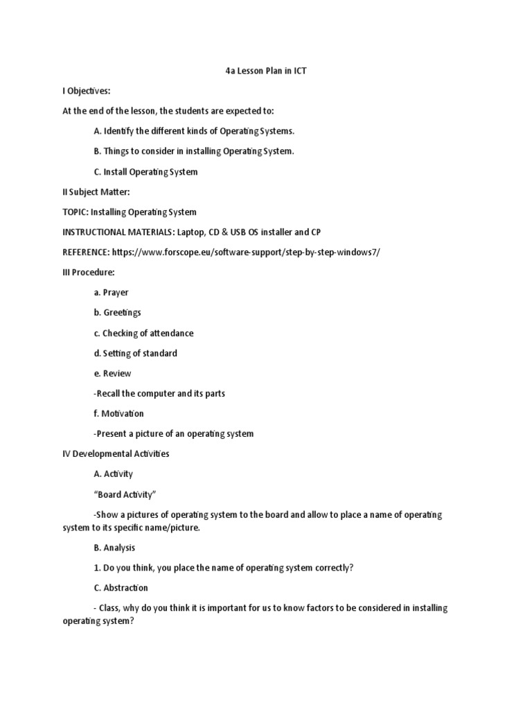 4a Lesson Plan in ICT | PDF