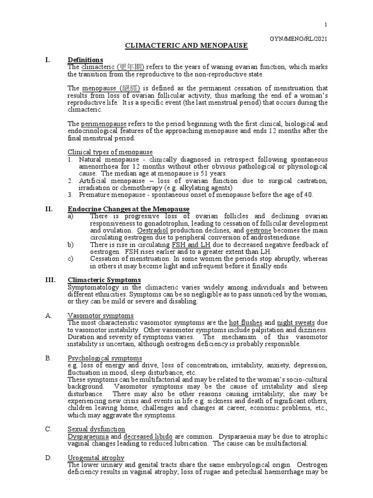 Menopause Notes | PDF | Hormone Replacement Therapy | Menopause