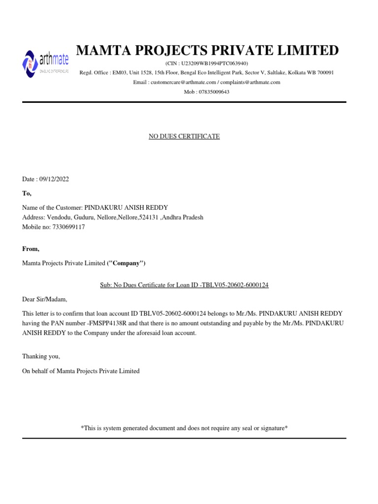 Mamta Projects Private Limited | PDF