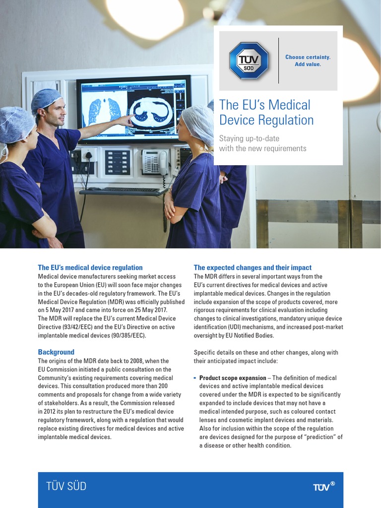 Tuv Sud MDR Factsheet | PDF | Medical Device | European Union