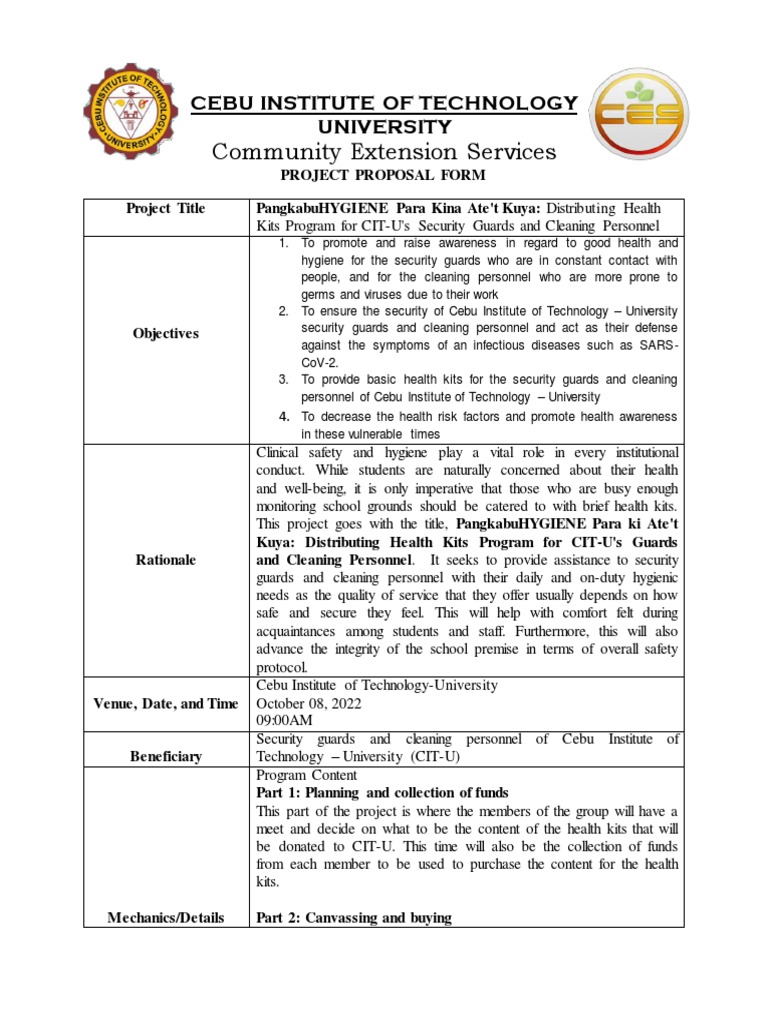 Project Proposal by Group 10 | PDF | Hygiene | Health Sciences