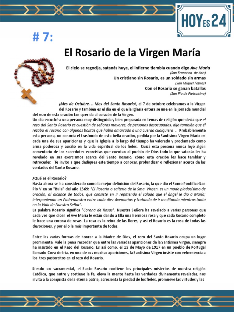 El Rosario de La Virgen María | PDF | Rosario | María, madre de Jesús