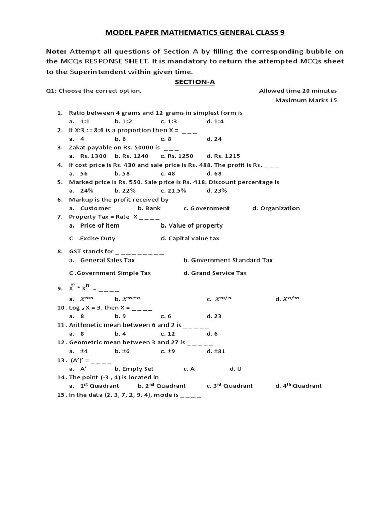 general-math-model-paper-9th-pdf-taxes-prices