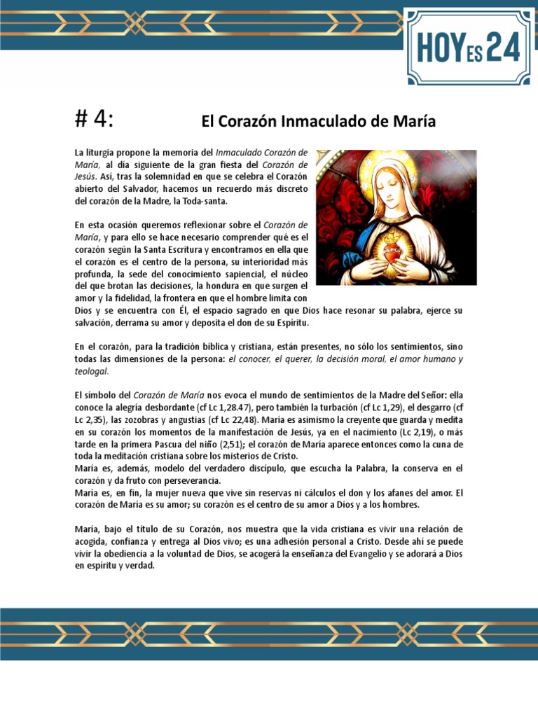 El Corazón Inmaculado de María | PDF | María, madre de Jesús | Rosario