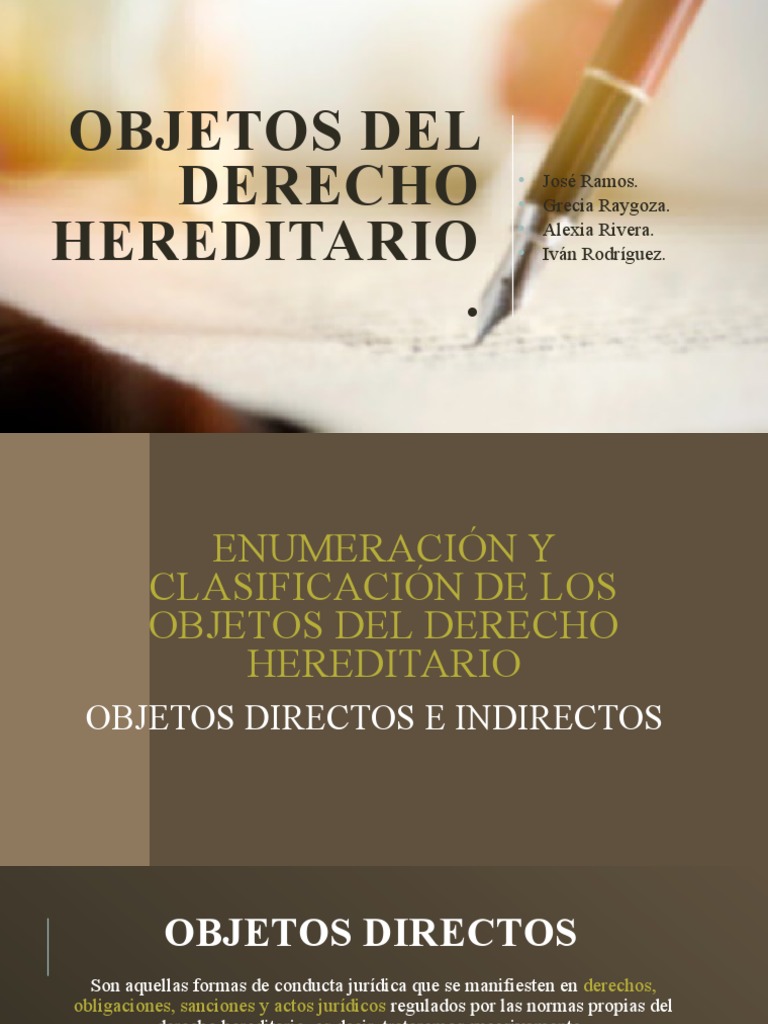Objetos Del Derecho Hereditario | PDF | Herencia | Principios éticos Objetos Del Derecho Hereditario | PDF | Herencia | Principios éticos