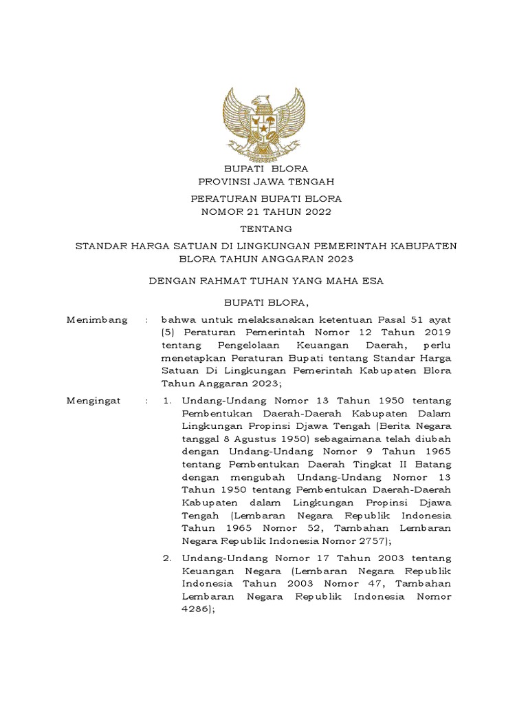 Perbup 21 2022 SSH 2023 | PDF