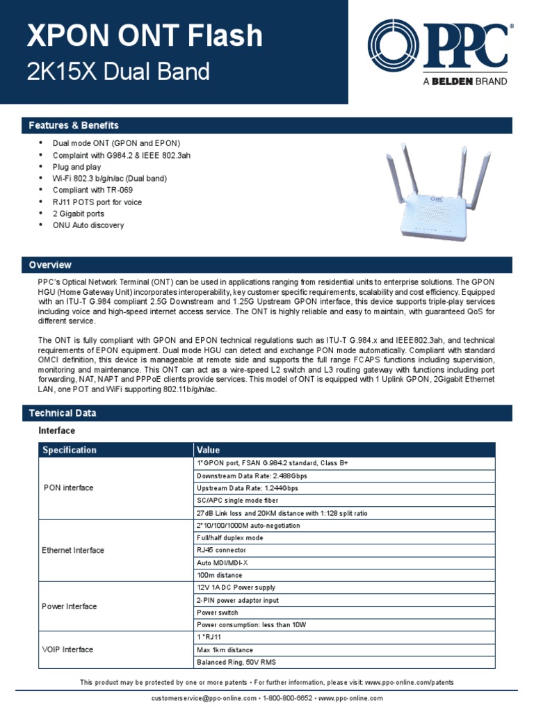 Dual Band in Xpon Ont Flash 2k15x - Spec Sheet | PDF | Computer Network ...