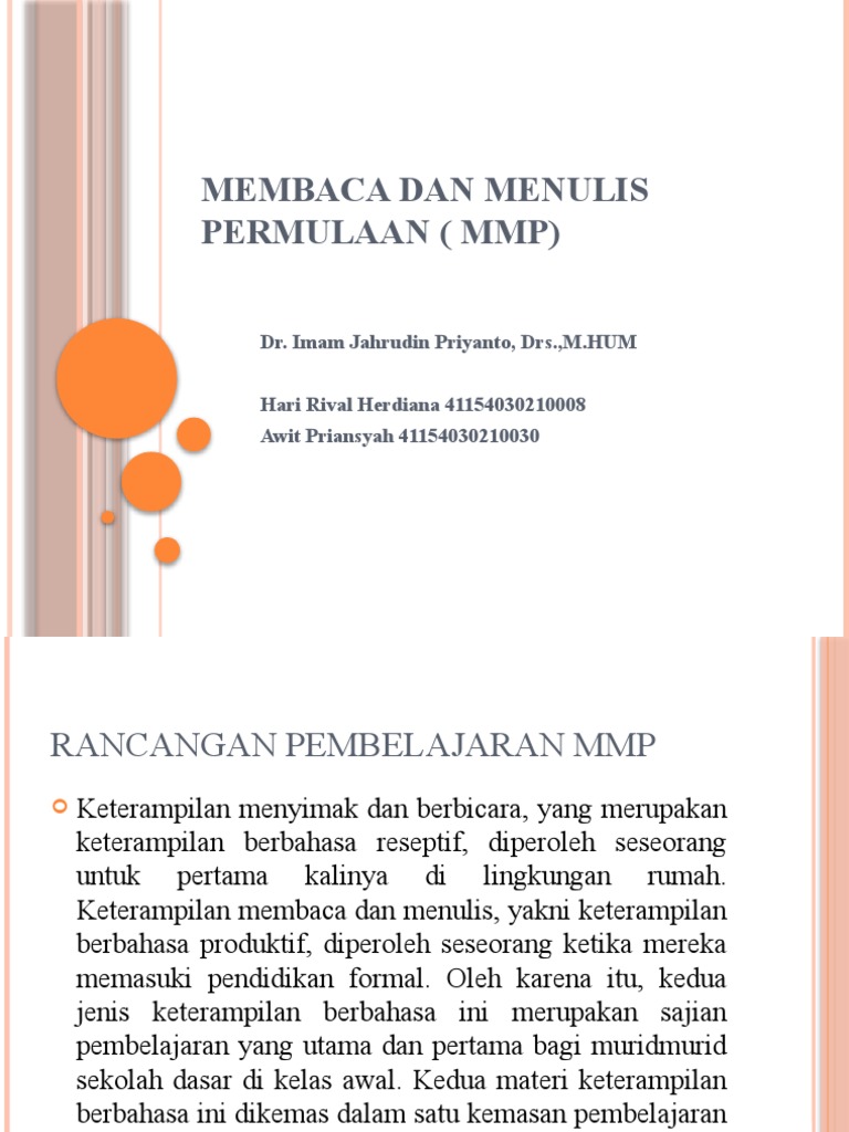 Membaca Dan Menulis Permulaan (MMP) | PDF | Karier & Perkembangan