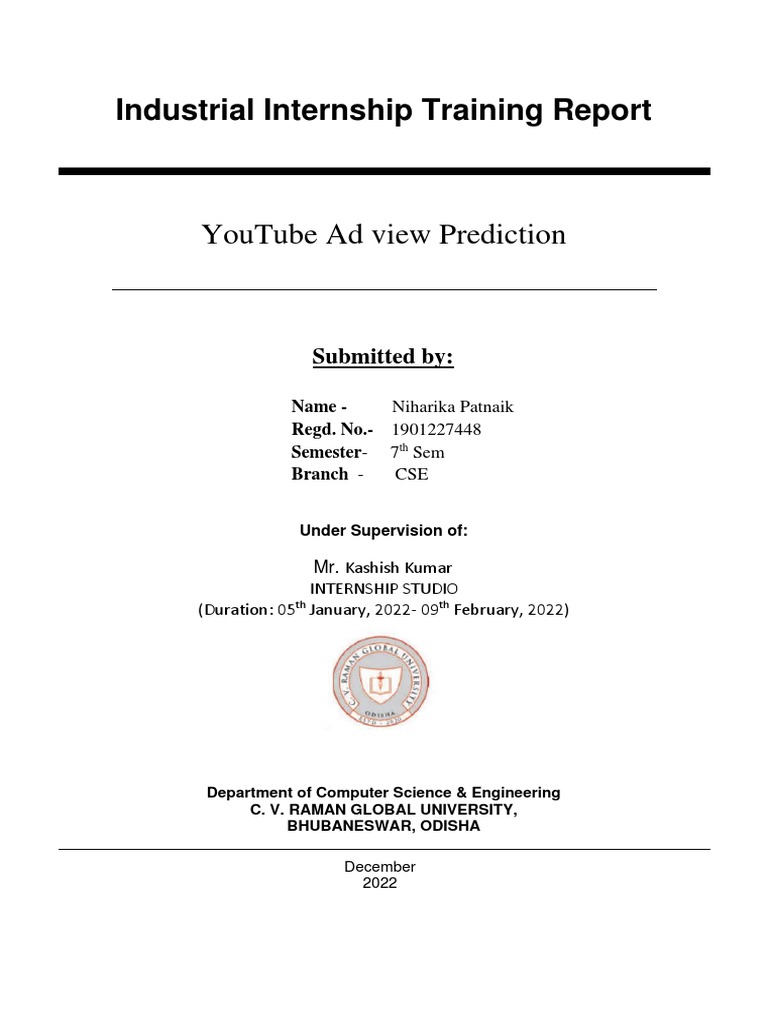 Industrial Internship Report Pdf Machine Learning Mean Squared Error 