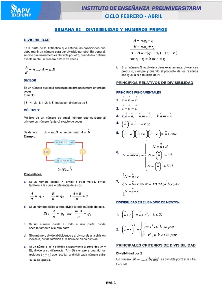 Criterios de divisibilidad por números primos | PDF | Número primo | División (Matemáticas)