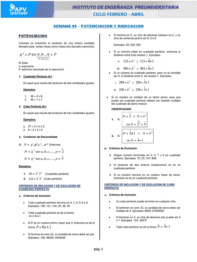 ARIT09 - POT-RAD - FEBRER-ABRIL - 2022 - Teoria | PDF | División (Matemáticas) | Exponenciación