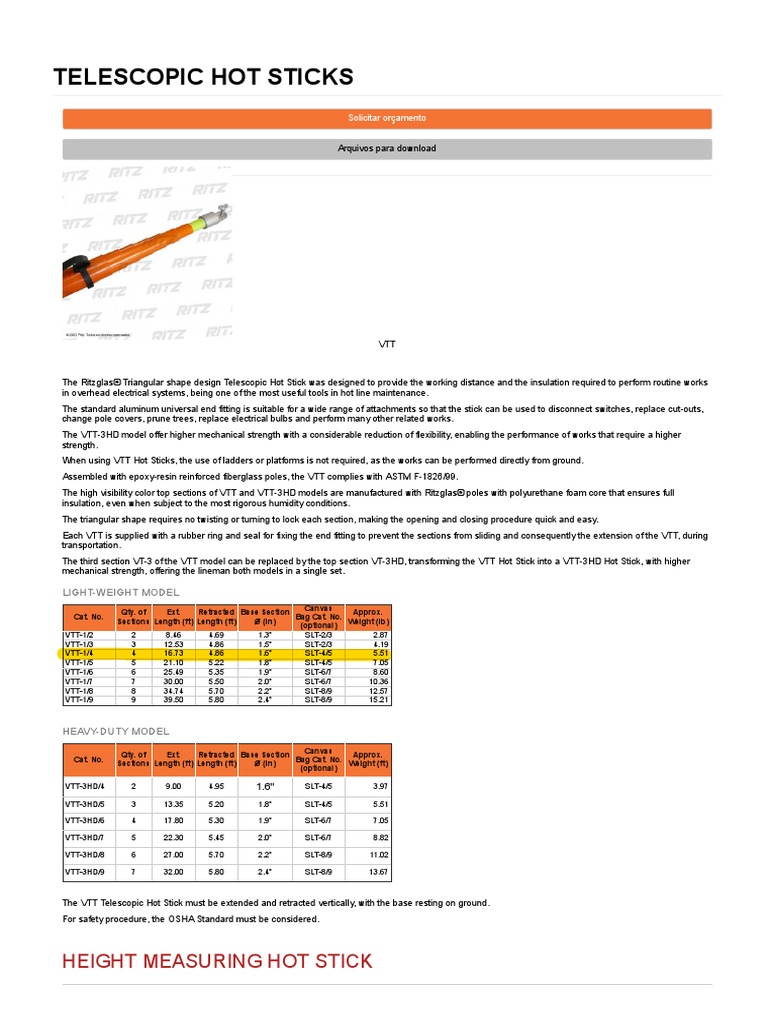 TELESCOPIC HOT STICKS - Ritz Brasil | PDF | Equipment | Electricity