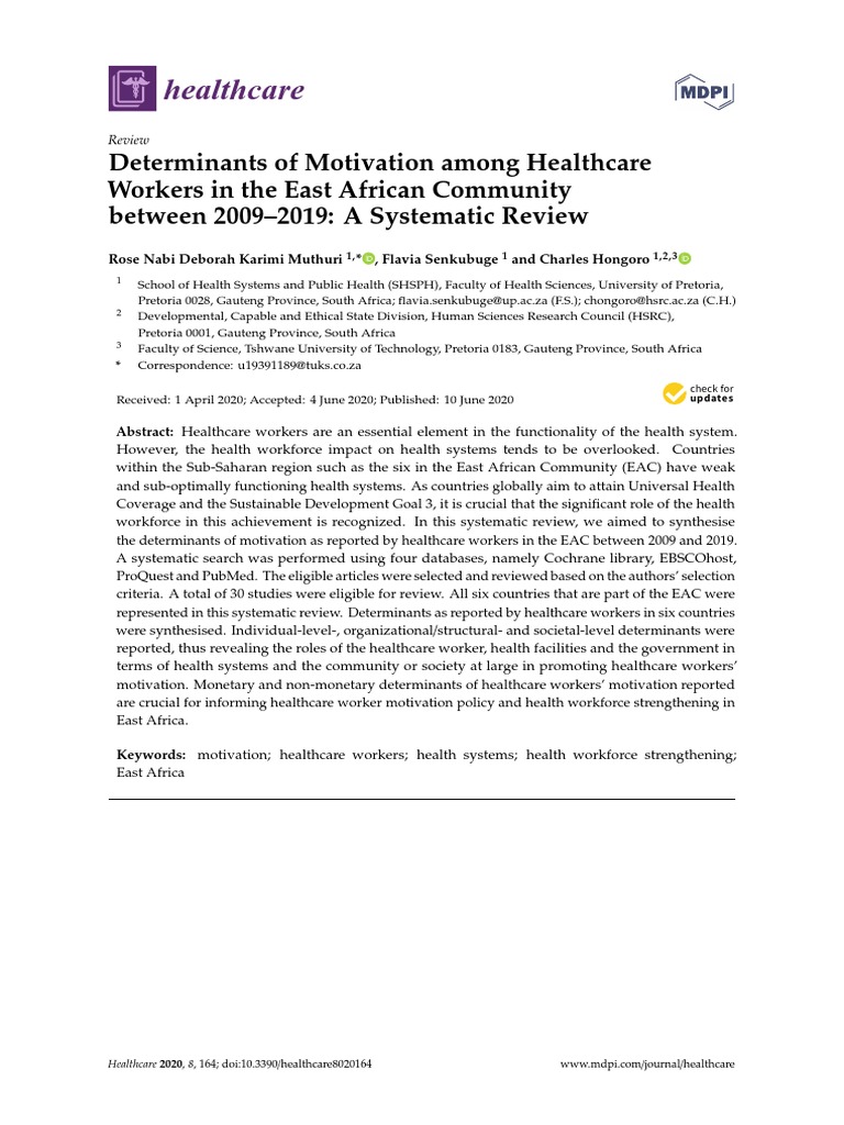 Determinants of Motivation Among Healthcare SLR | PDF | Systematic ...