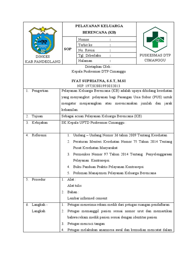 Sop Pelayanan KB | PDF