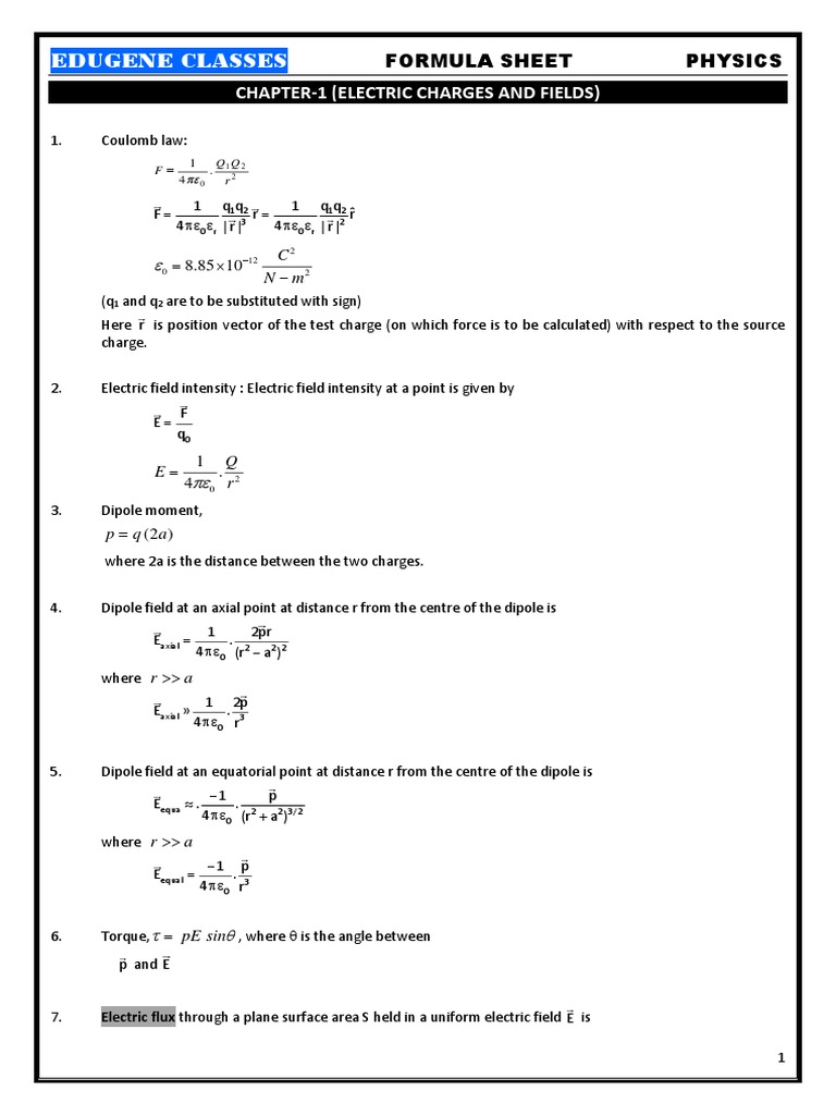 Class 12 Physics Formula Sheet (Coaching) | PDF | Inductance | Capacitor