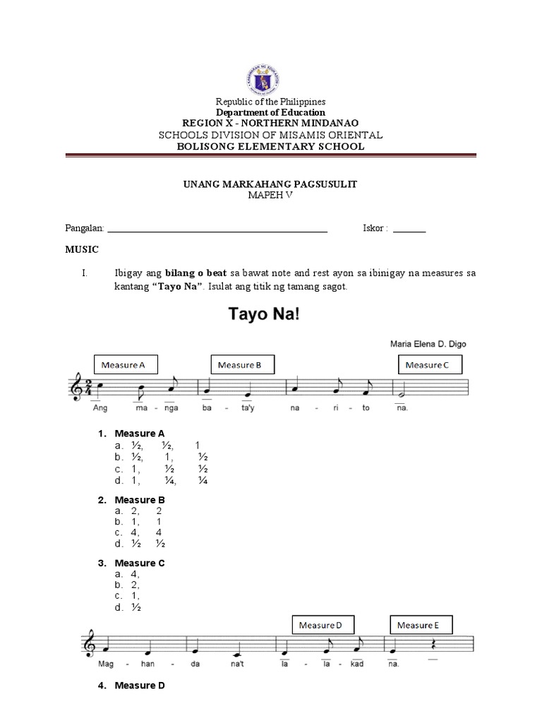 Grade 5 Mapeh 1st Quarter | PDF