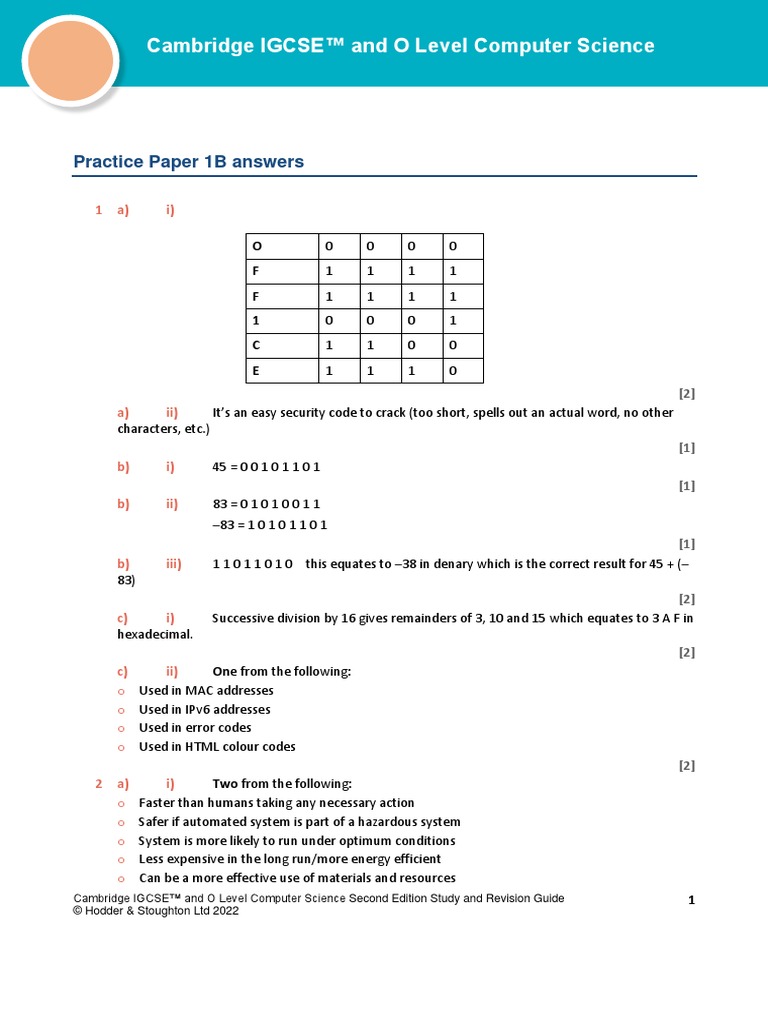 CS SRG Paper-1B-answers | PDF | Computer Data Storage | Random Access ...