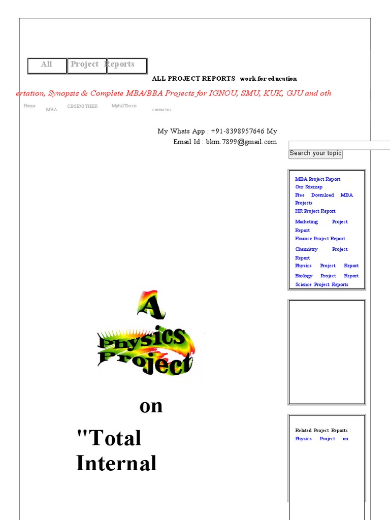 Total Internal Reflection, Optical Fibre, Applications of Total ...