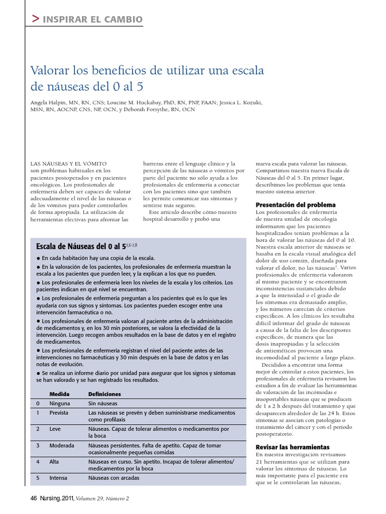 Escala de Nausea | PDF | Medicamentos con receta | Enfermería