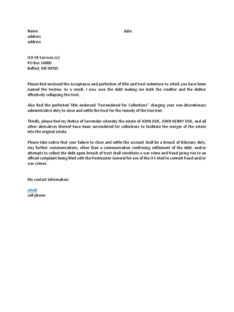 Discharge Cover Letter | PDF