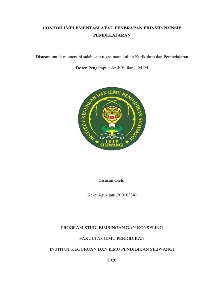Contoh Implementasi Atau Penerapan Prinsip Keke Agustiani 20010334 | PDF