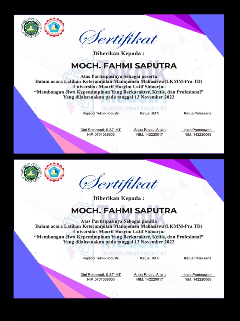 Sertif LKMM Pra TD | PDF | Bisnis