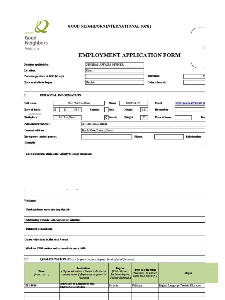 GNI - Application Form | Download Free PDF | Academic Degree | Travel Visa