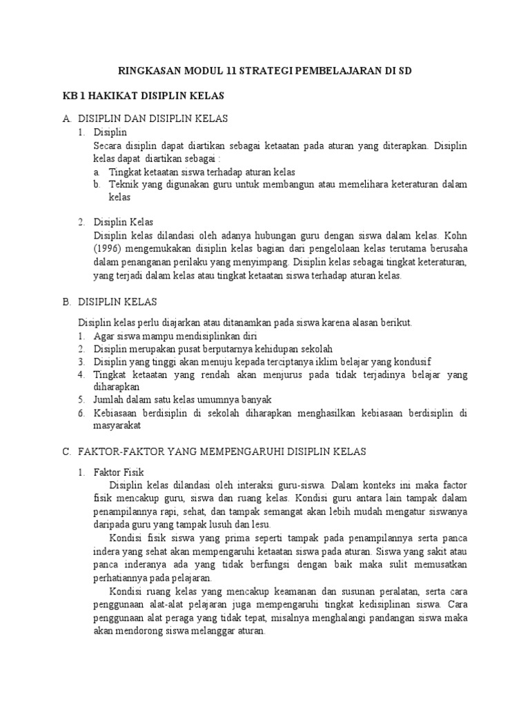 Ringkasan Modul 11 Strategi Pembelajaran Di SD | PDF Ringkasan Modul 11 Strategi Pembelajaran Di SD | PDF