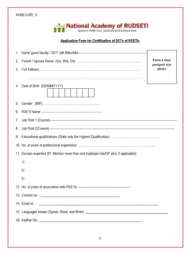 Annexure - 3 DST Certification | PDF | Health Sciences | Diseases And ...
