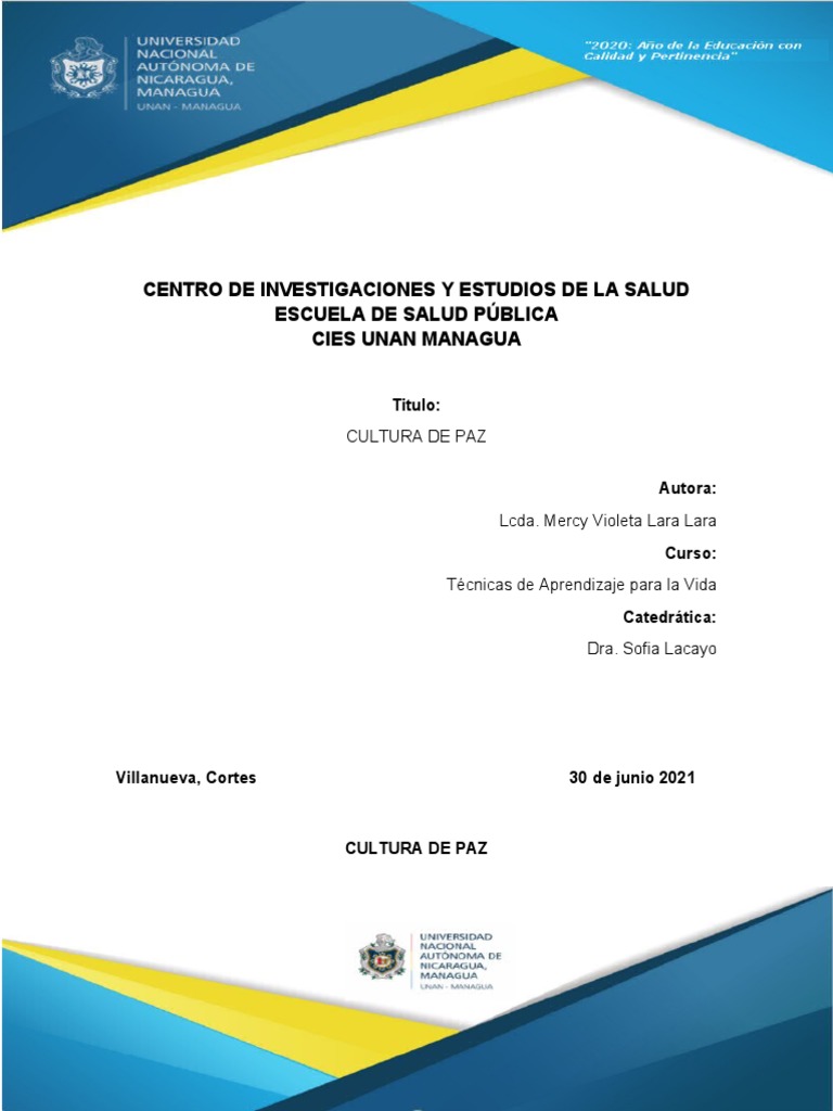 Ensao - Cultura de Paz - Mercy Violeta Lara Lara | PDF | Paz | Nicaragua