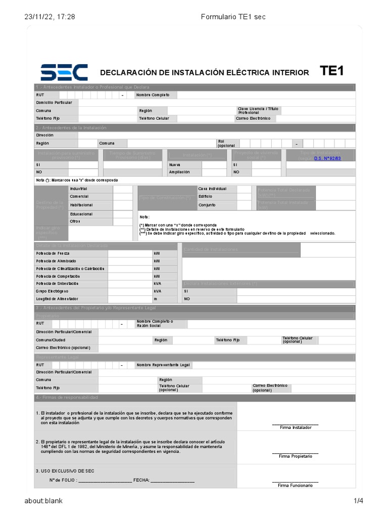 Formulario TE1 Sec | PDF