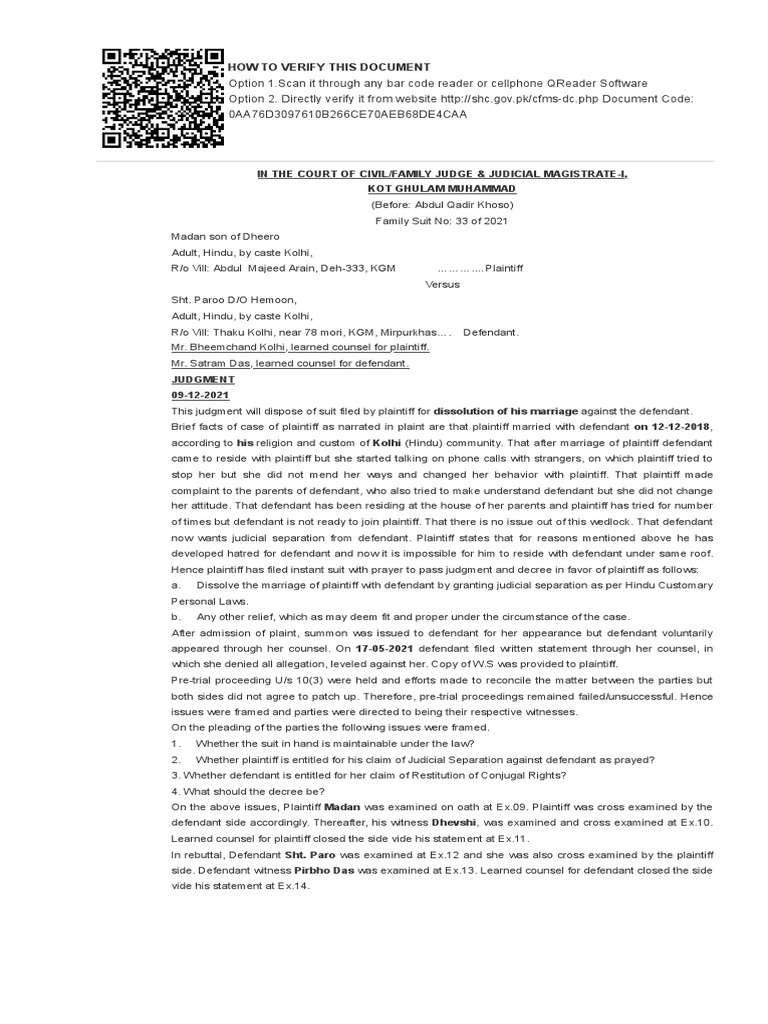 Family Judgment Law Discussed | PDF | Lawsuit | Marriage