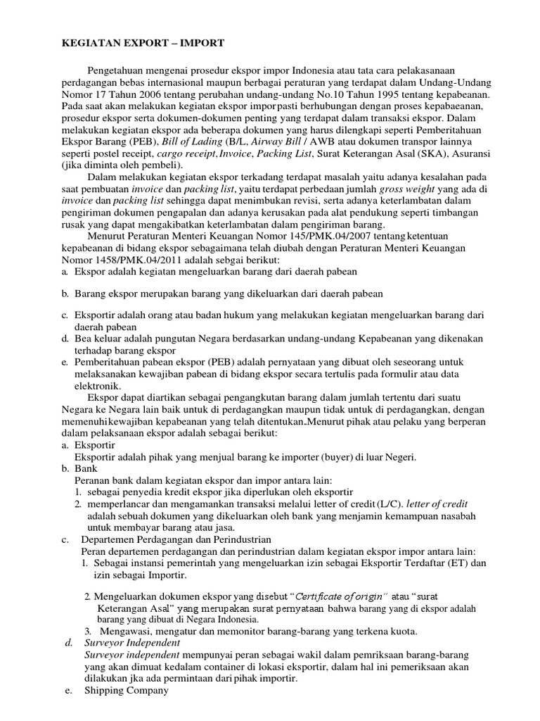 Pengetahuan Tentang Export Import Pdf