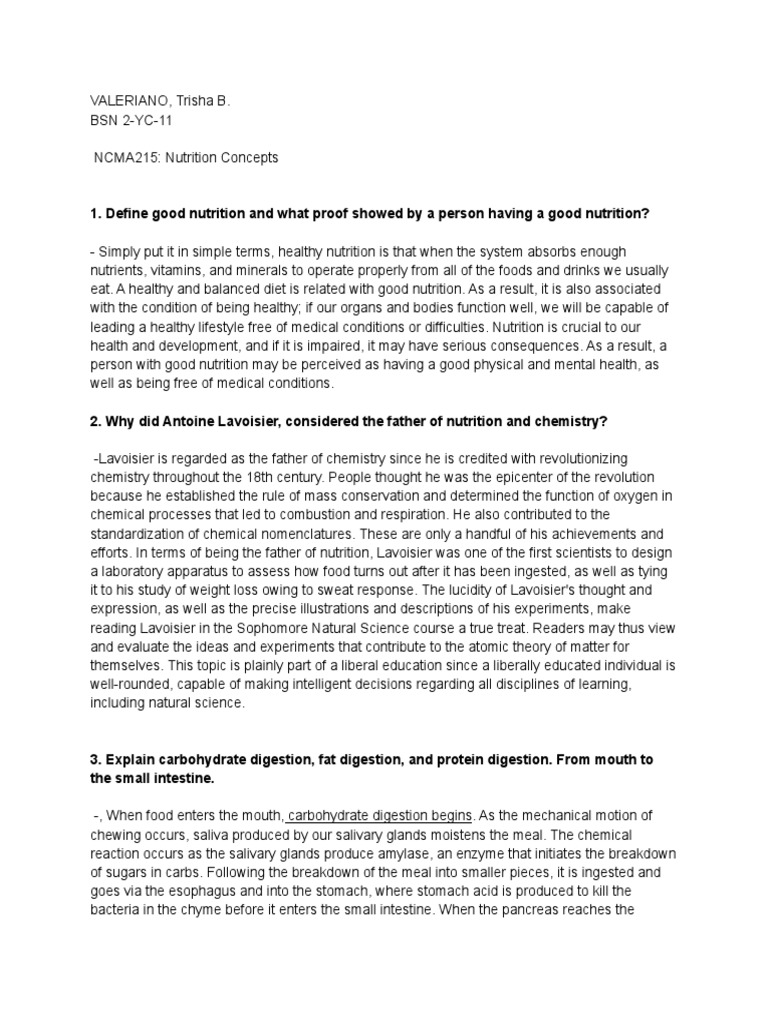 Valeriano, Nutrition Concept | PDF | Digestion | Stomach