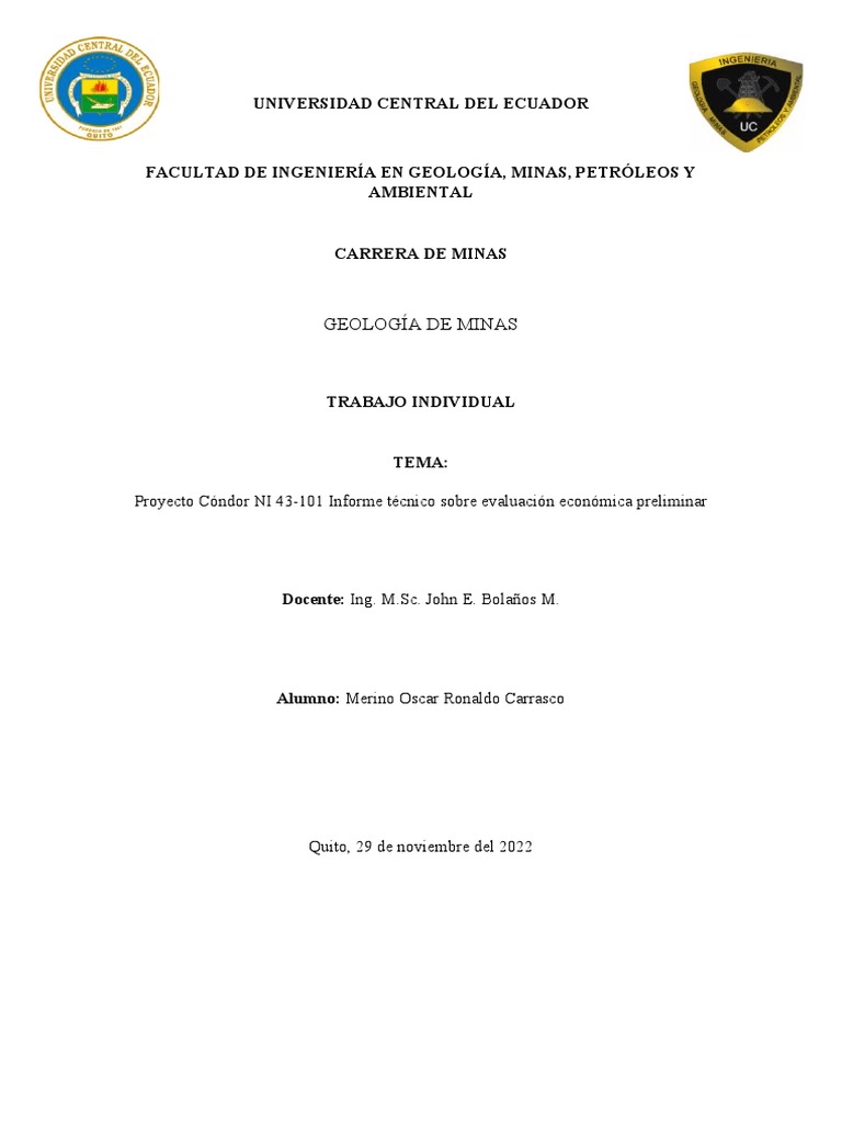Informe - Reporte Tecnico Del Proyecto Condor - Oscar Merino | PDF ...