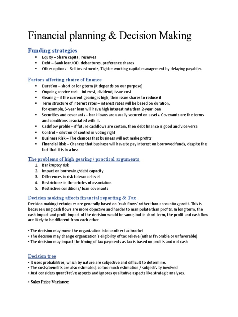 Financial Planning & Decision Making | PDF | Leverage (Finance) | Interest