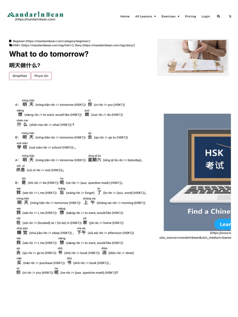 What To Do Tomorrow? - Mandarin Bean | PDF | Languages Of Taiwan ...