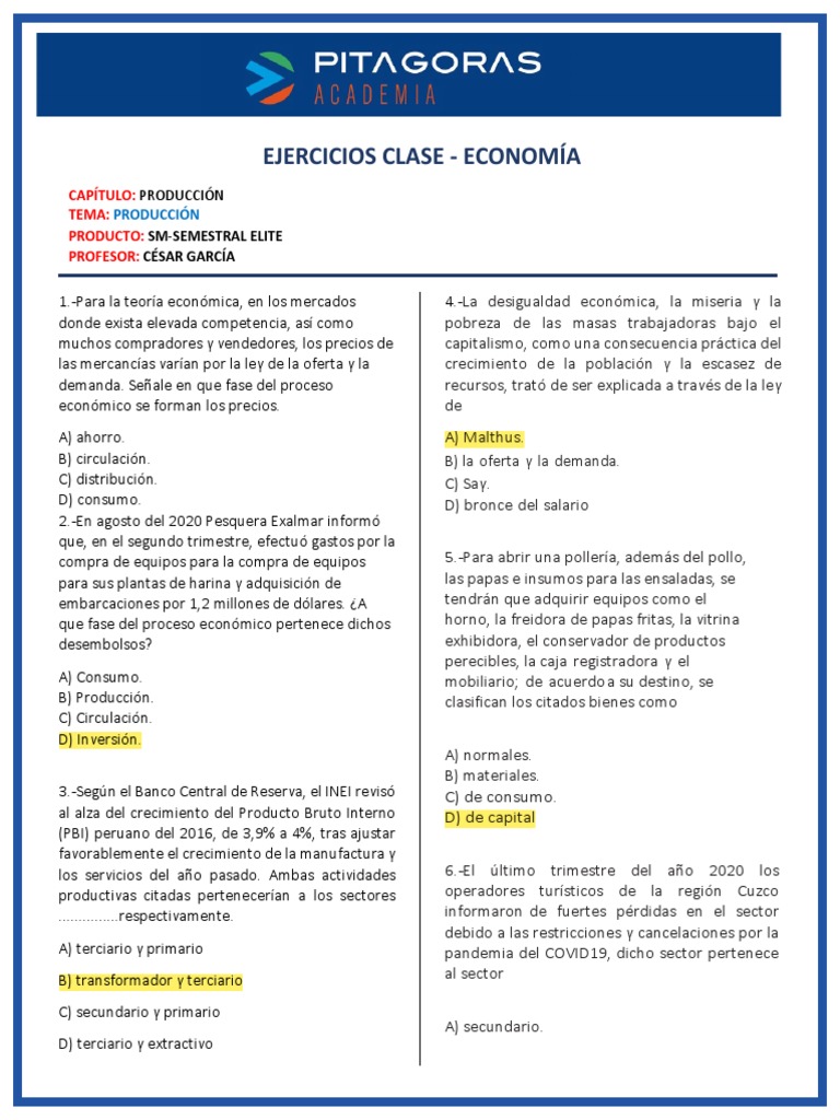 Ssema Ep Ejerc 02 Producción Prof César García | PDF | Salario | Inversiones