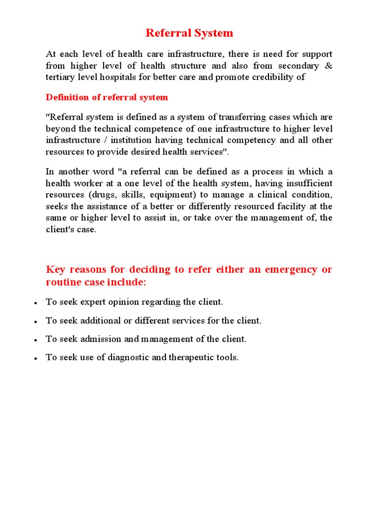 Referral System in Nursing | PDF