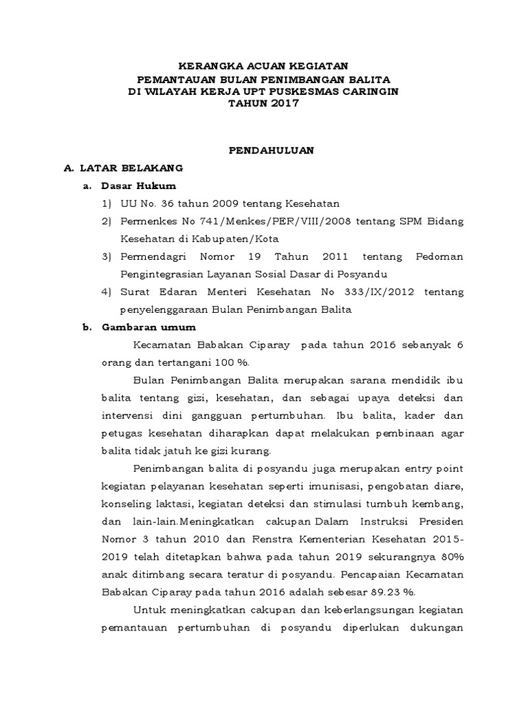 Kerangka Acuan Kegiatan BPB | PDF