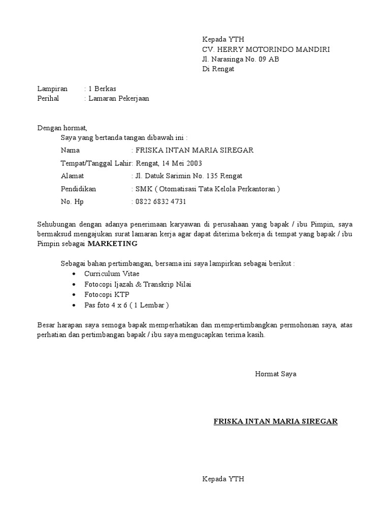 Lamaran Friska | PDF