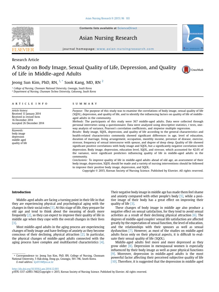A Study On Body Image Sexual Quality of Life | PDF | Survey Methodology ...
