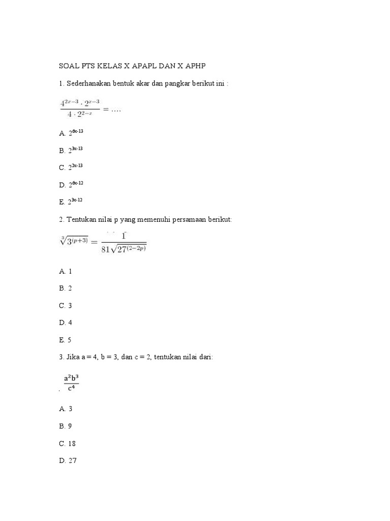 Soal PTS Kelas X Apapl Dan X Aphp | PDF | Metode & Bahan Ajar