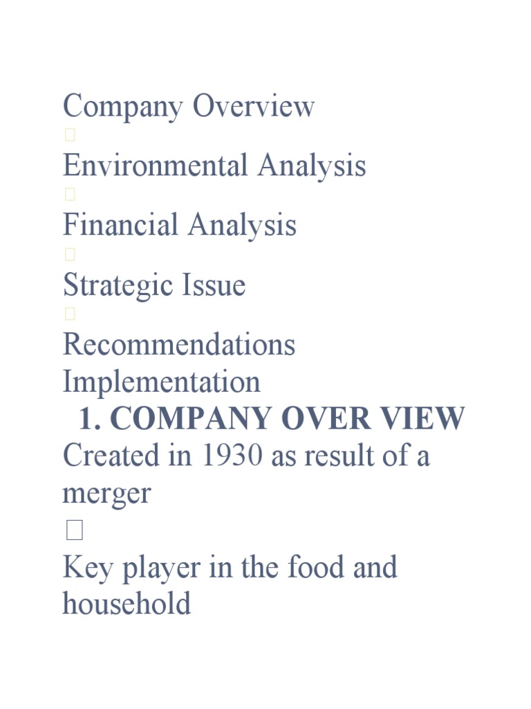 One Unilever: A Strategic Plan to Reorganize Unilever's Structure and ...