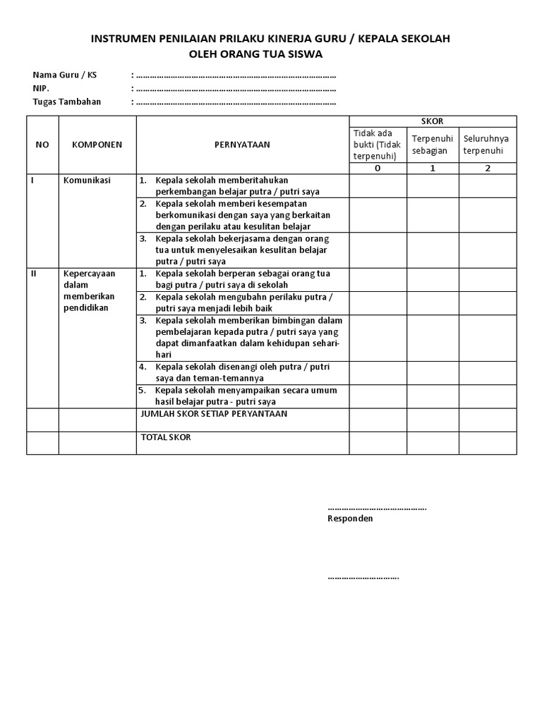 4.2 Form PKKS Penilaian Orang Tua | PDF