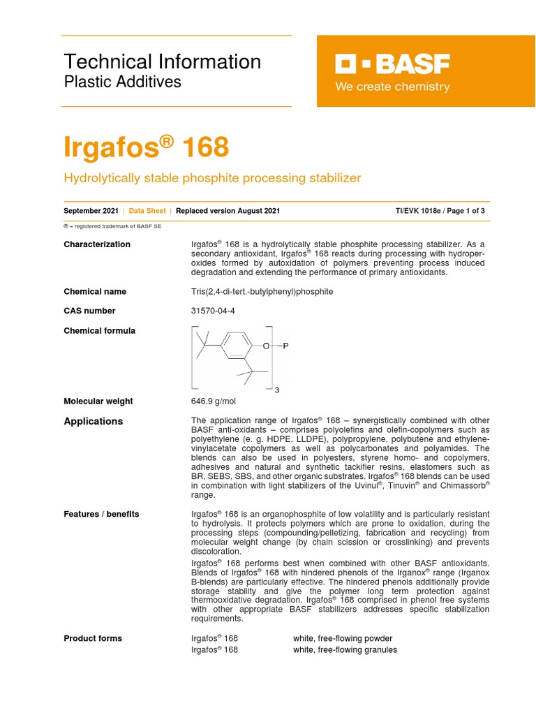 TI EVK 1018e Irgafos 168 Sept2021 | PDF | Polymers | Polyethylene