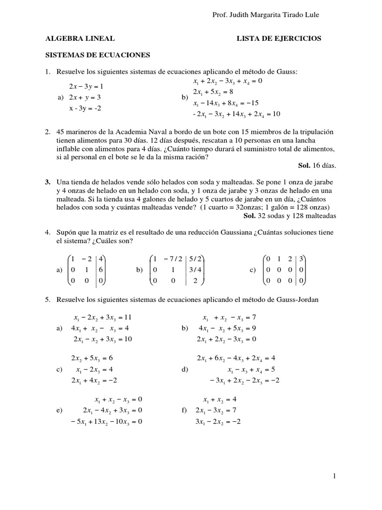 Lista de Ejercicios de Algebra Lineal Enero-Junio 2014 | PDF | Espacio ...