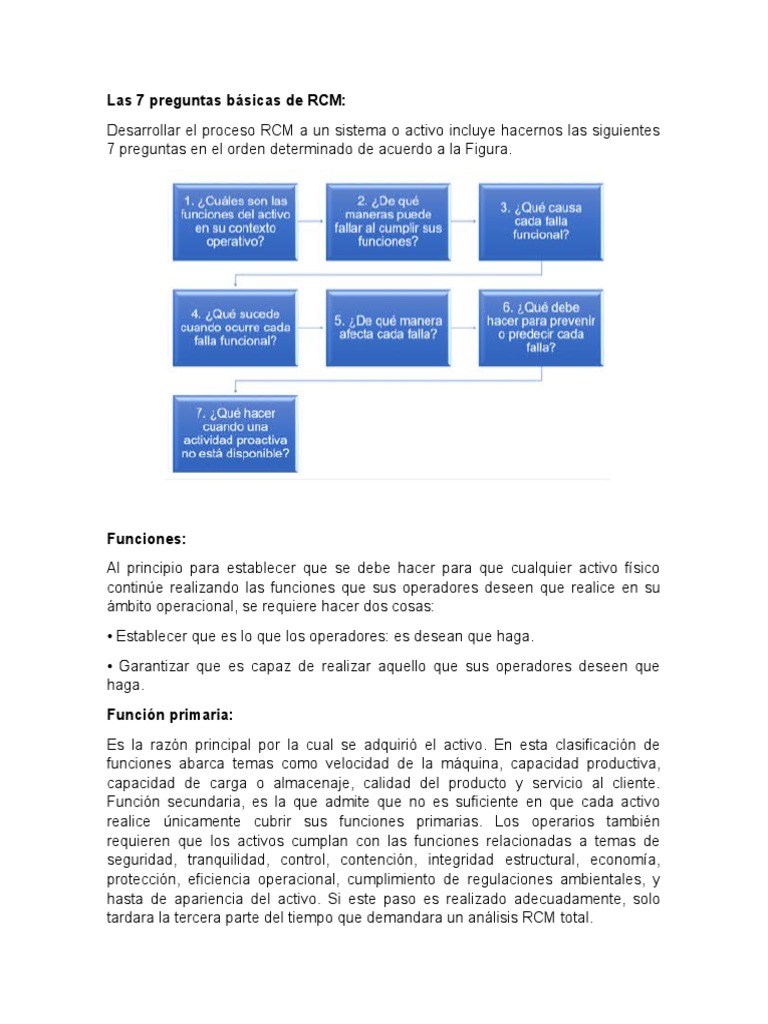 Las 7 Preguntas Básicas de RCM | PDF | Calidad (comercial)