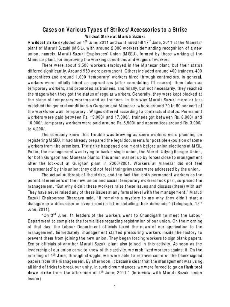 Strikes and Labor Disputes Analysis | PDF | Business | Finance & Money ...