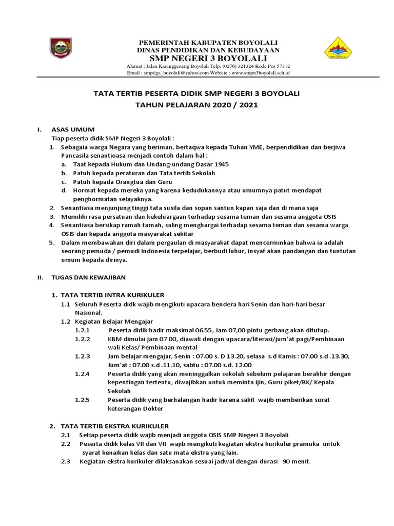 Tata Tertib Peserta Didik | PDF